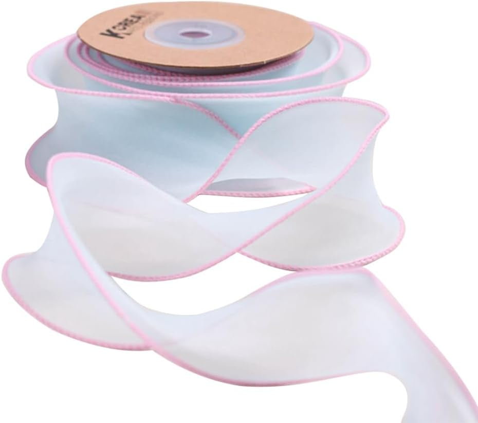 About 2 Inch Pink Blue Sheer Ribbon Transparent Organza Silk Ribbon ...