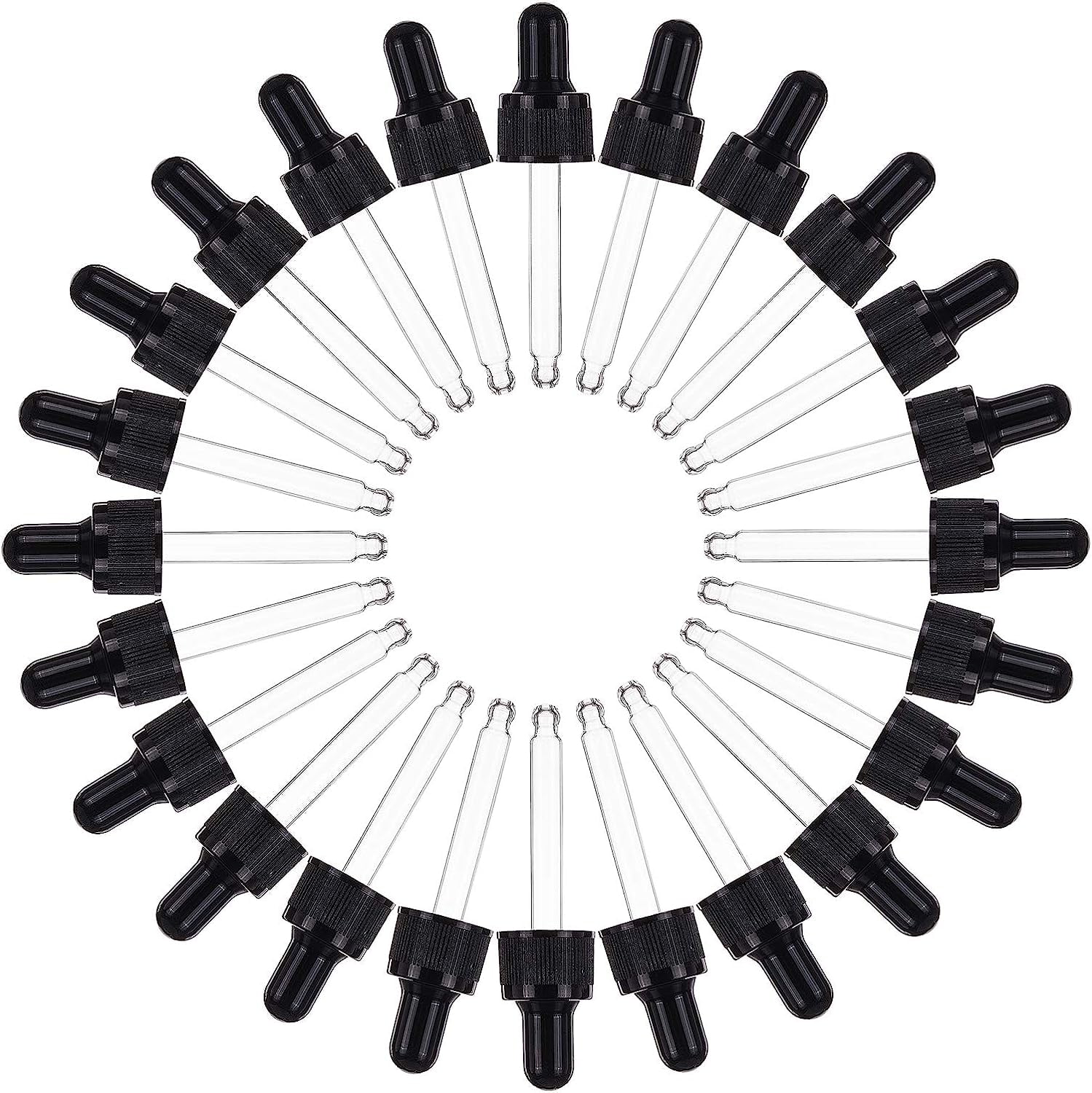 About 24sets 15ml Clear Straight Tip Glass Droppers with Rubber Bulb ...