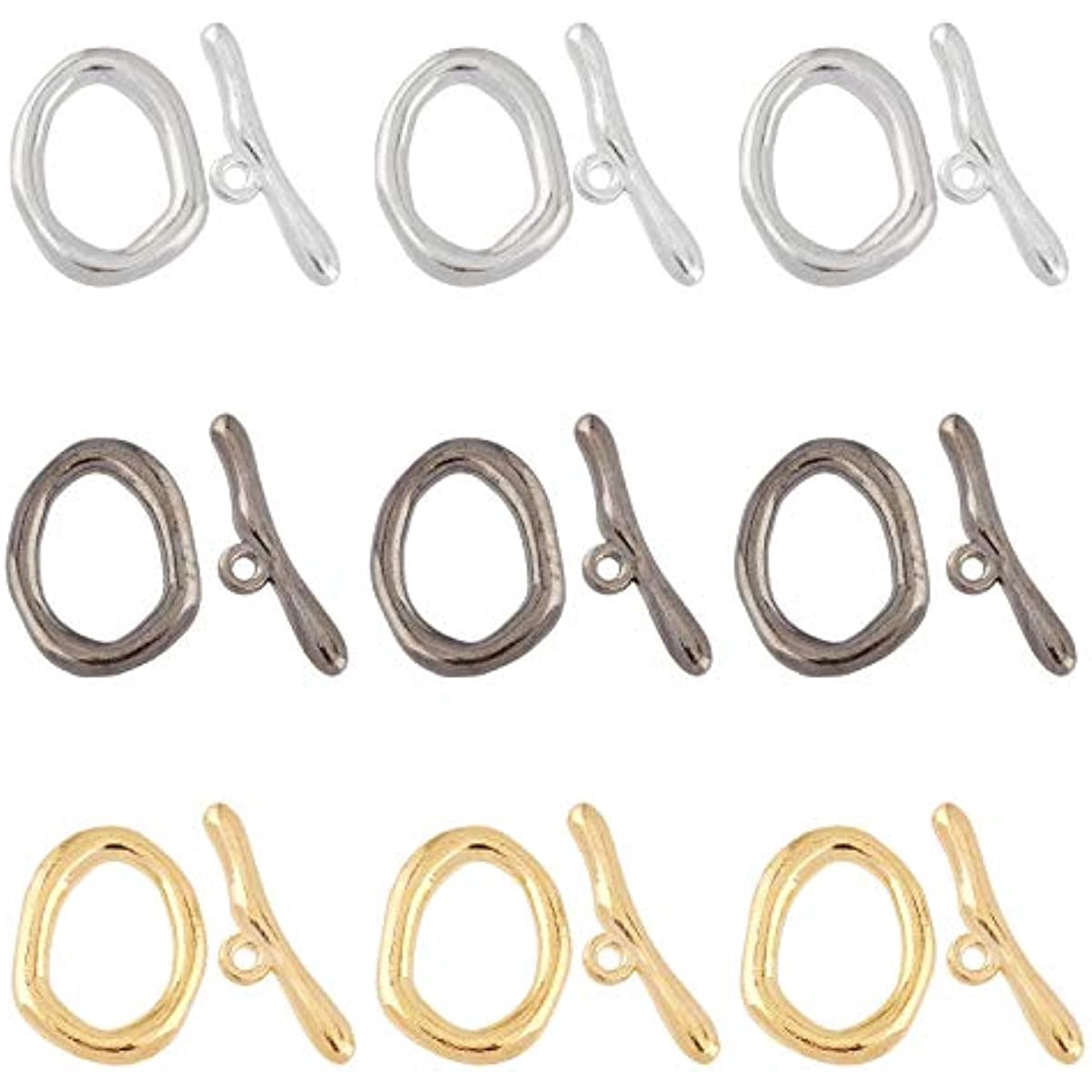 About 24sets 3 Colors 16mm Wide Oval Alloy Toggle Clasps Toggle Jewelry ...