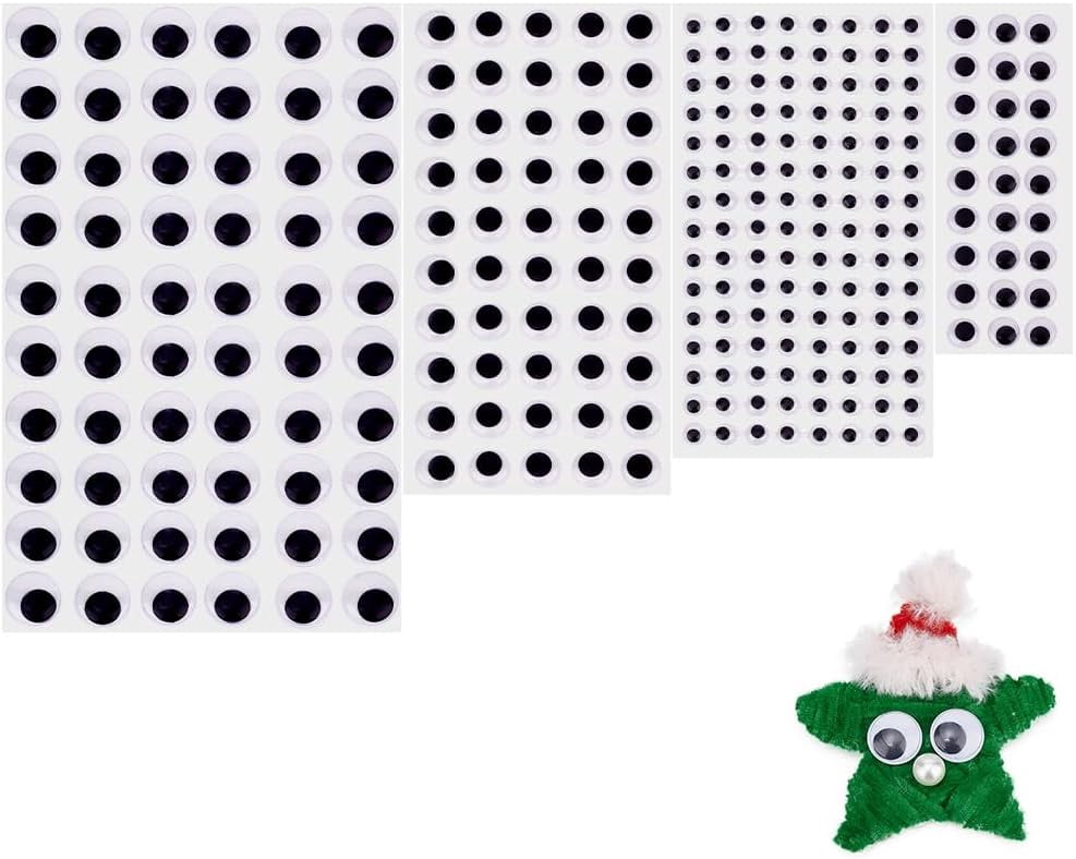 About 250 Pcs Craft Eyes Stickers 8mm 12mm 15mm 20mm Plastic Googly ...