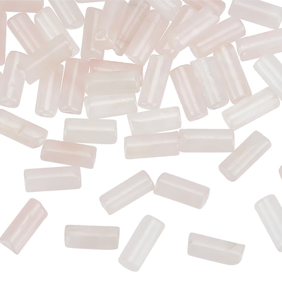 About 45 Pcs(1.5 Strands) Rose Quartz Tube Beads Natural Stone Bead ...