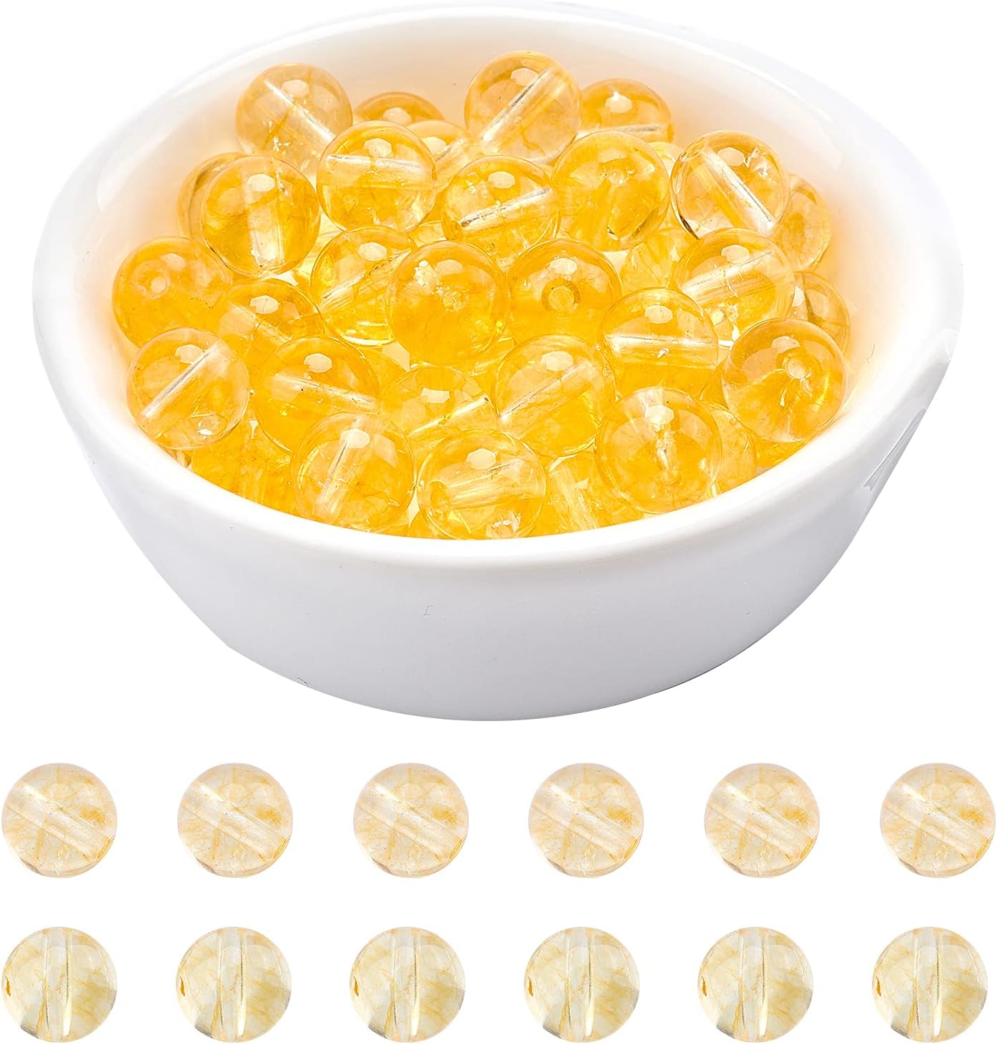 About 47 Pcs 8mm Natural Stone Beads Natural Citrine Round Beads ...