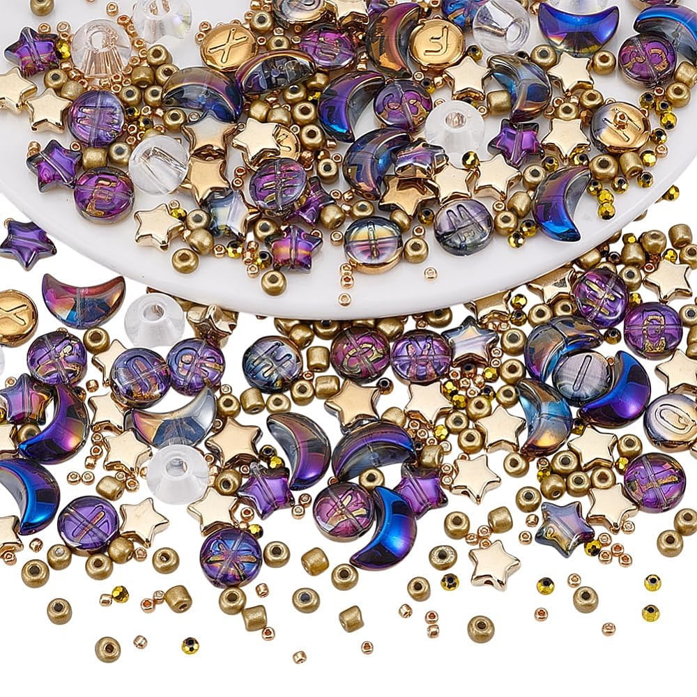About 505Pcs Star Moon Shaped Beads Kits Glass Spacer Assorted Beads ...