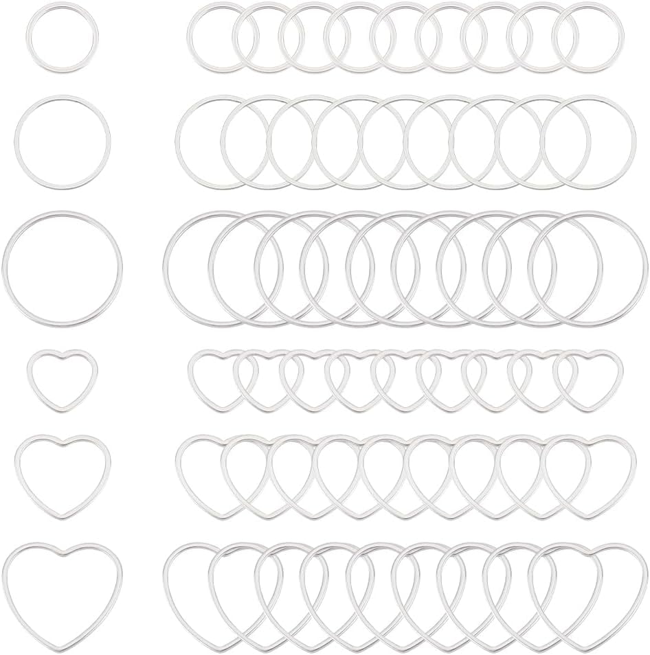 About 60Pcs 2 Styles 3 Sizes Stainless Steel Round Linking Rings Round ...