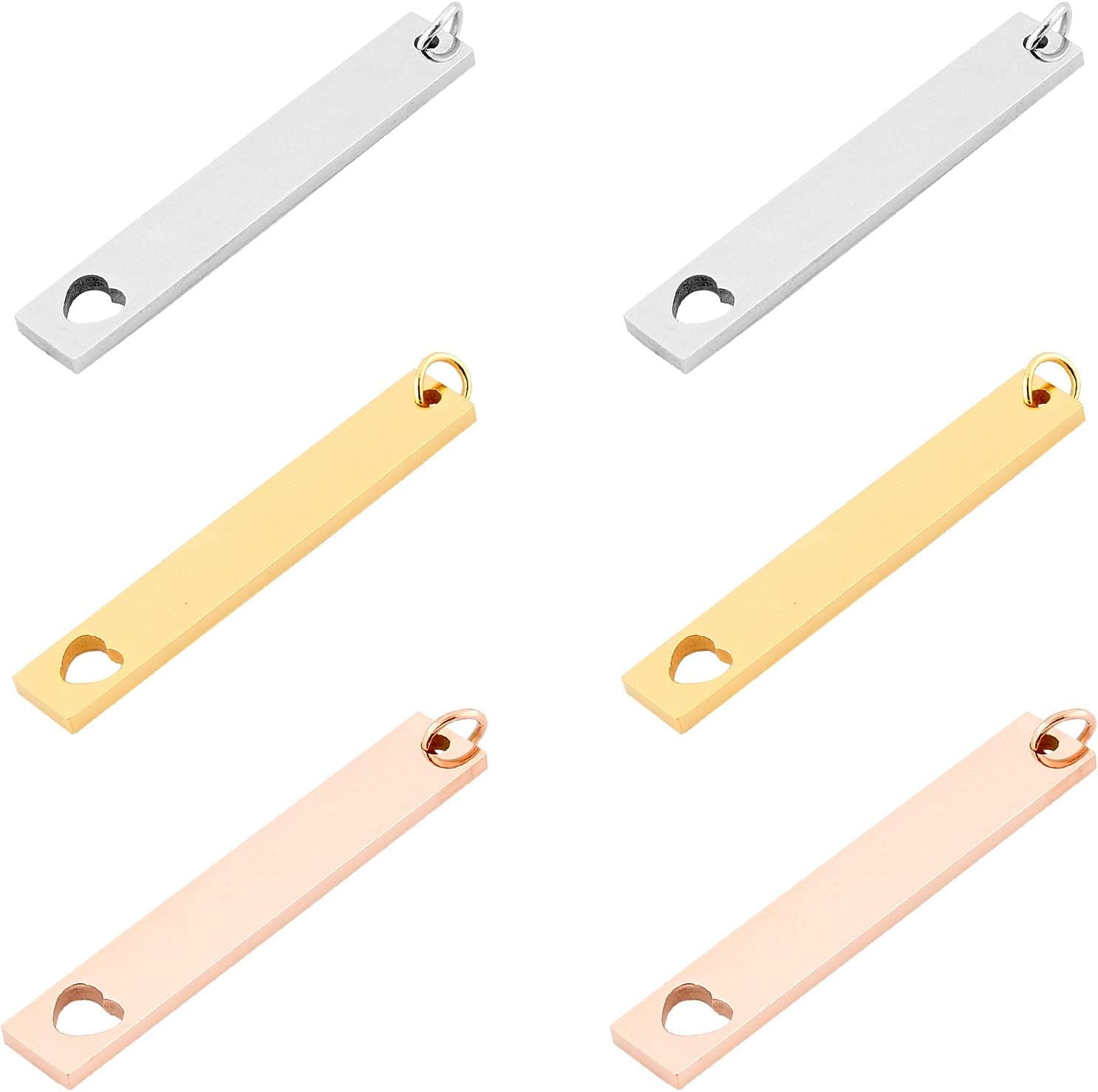 About 6pcs 3 Colors Rectangle Hypoallergenic Charms Stainless Steel ...