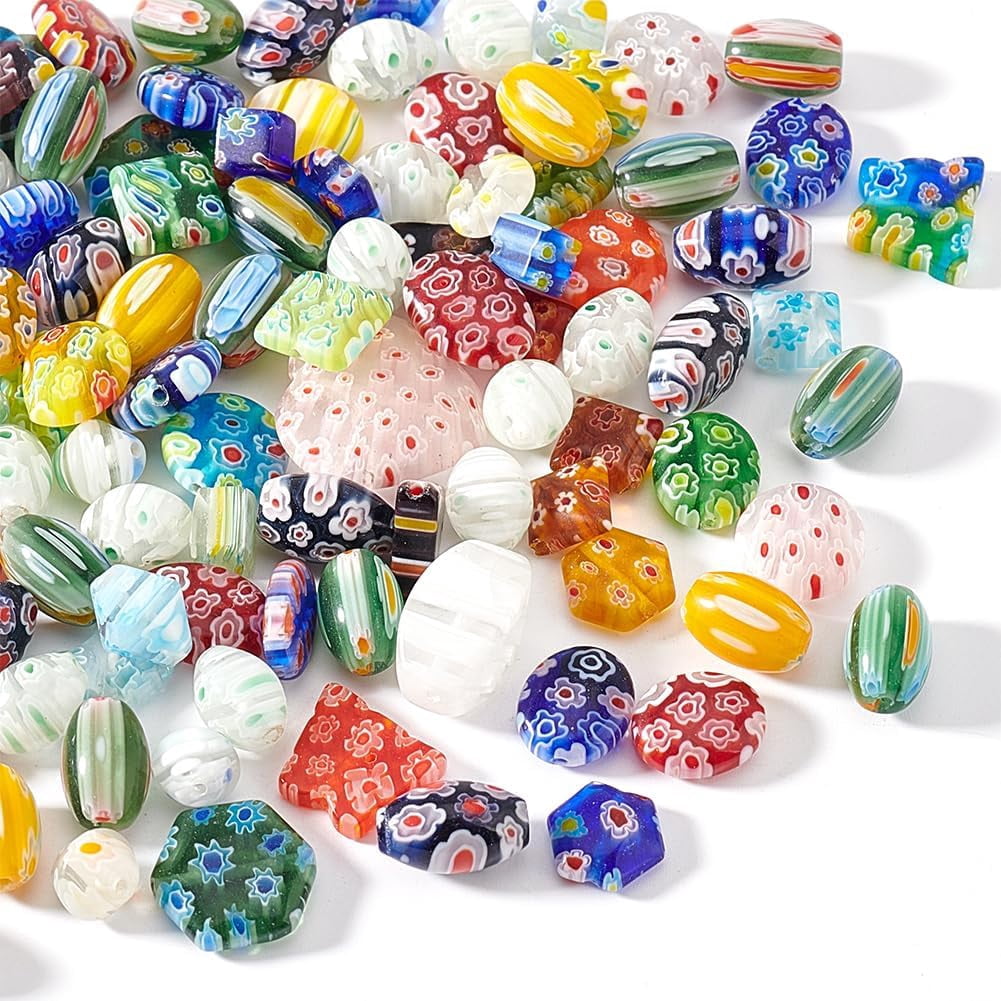 About 80-120 Pcs Assorted Glass Beads for Jewelry Making Millefiori ...