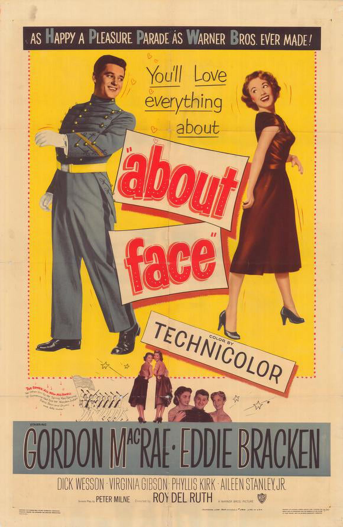 About Face - movie POSTER (Style A) (27" x 40") (1952) - Walmart.com