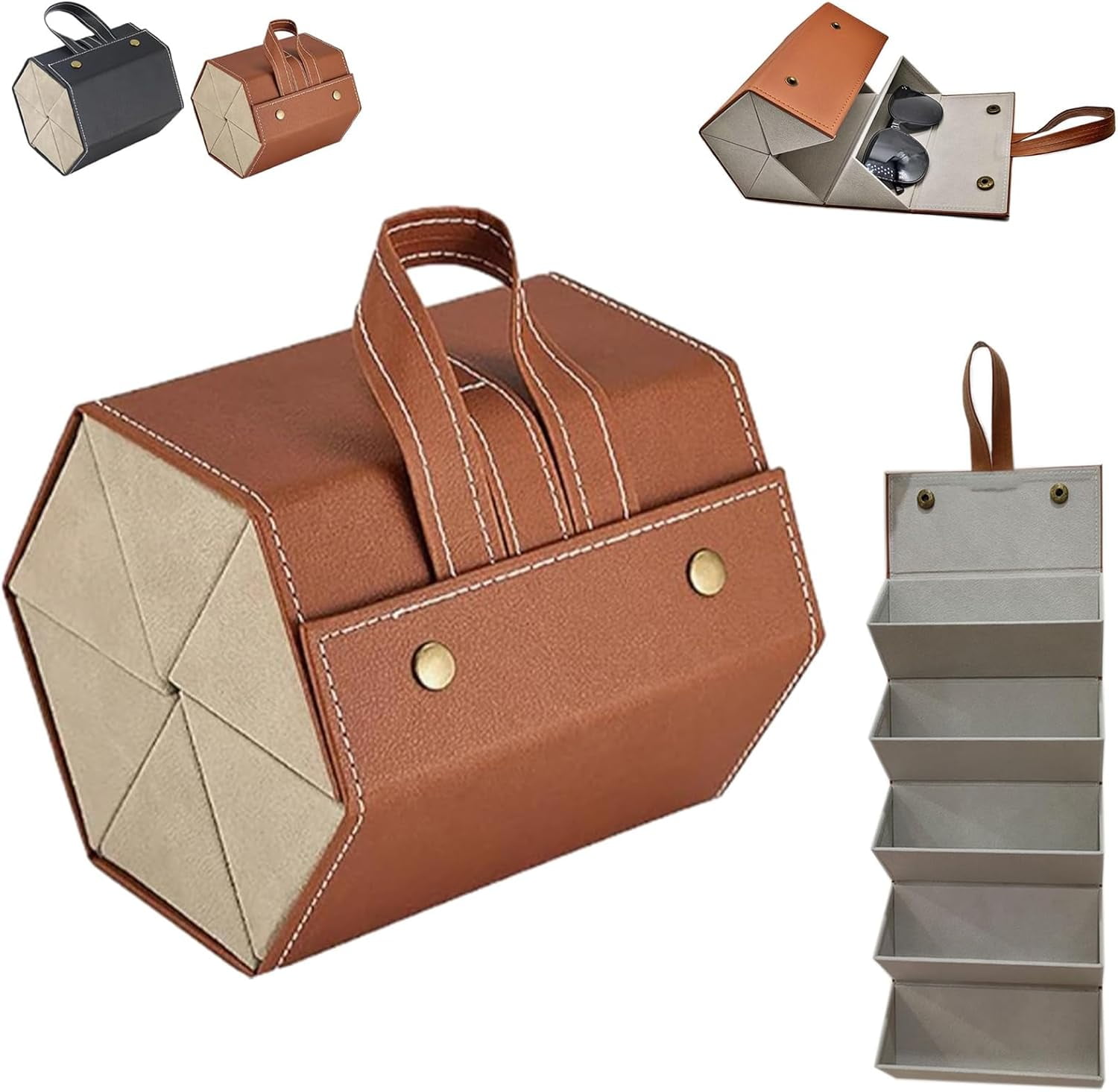 About Multi-Pack Leather Storage Boxes, Foldable Travel Sunglass ...