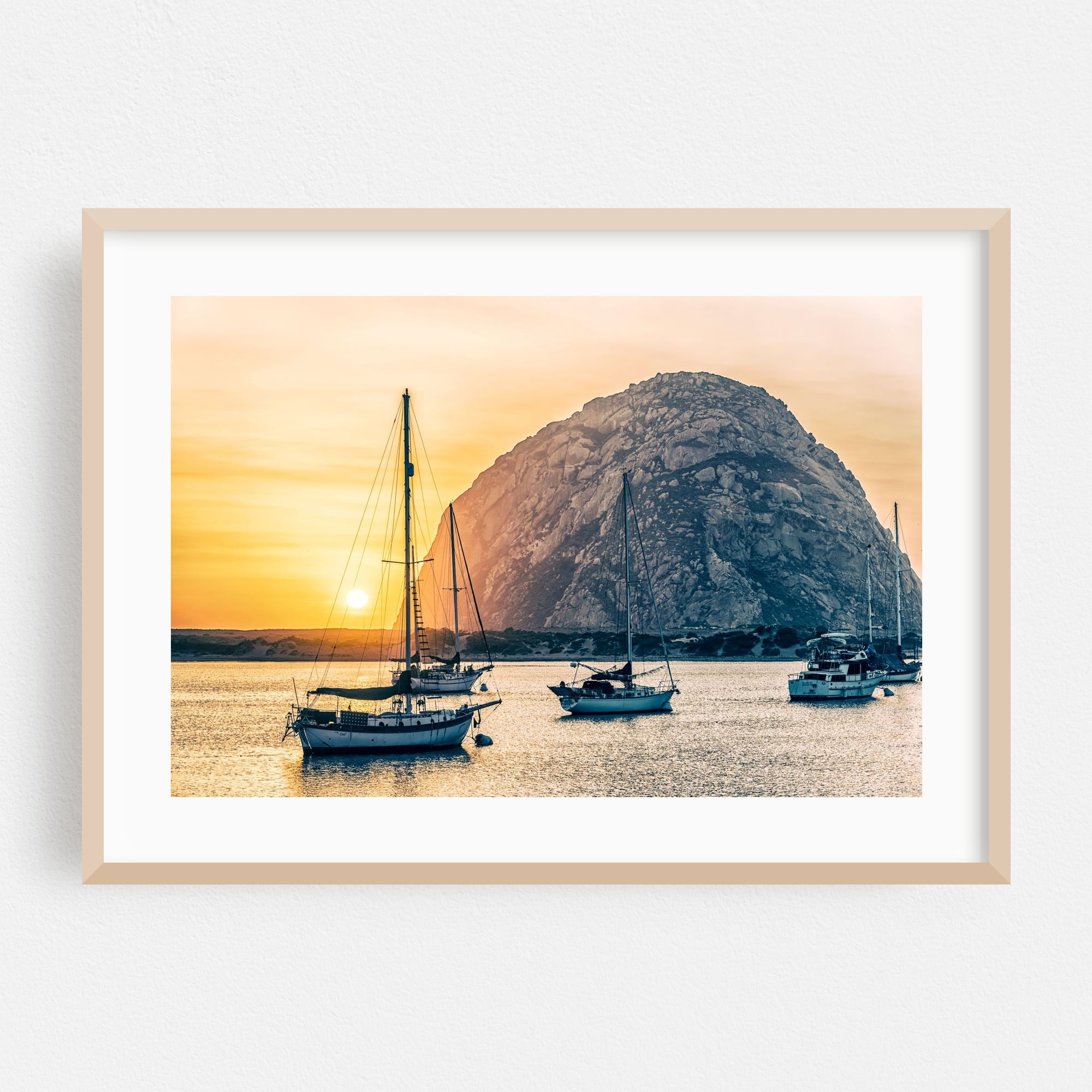 About To Set, Morro Rock - Morro Bay California Photography Sunset Boat ...