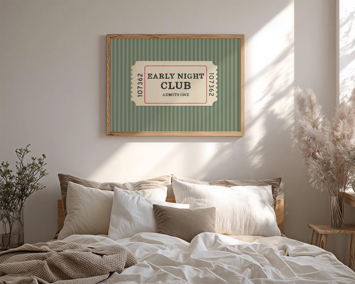 Above Bed Early Night Club Ticket Retro Cosycore Aesthetic Style ...