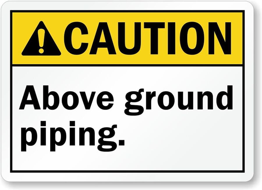 Above Ground Piping Caution Weatherproof Metal Aluminum Sign SIZE: 12 ...