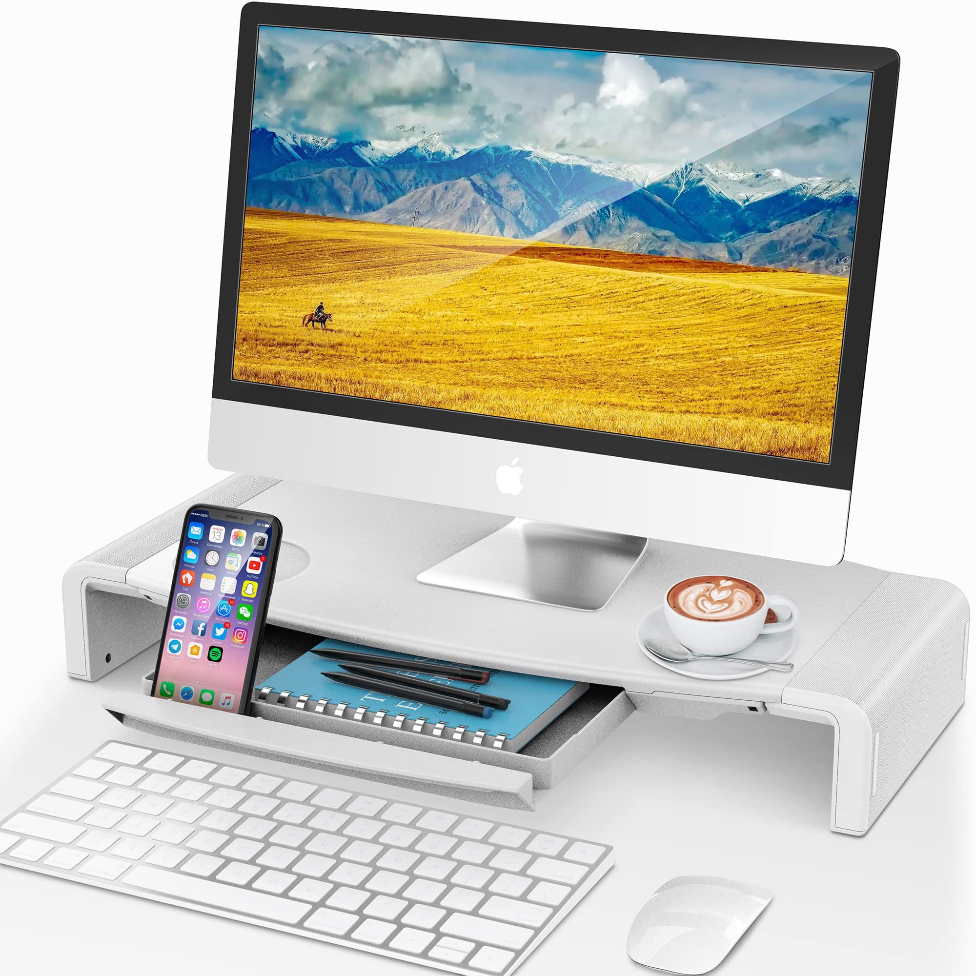 AboveTEK Monitor Stand Riser, Foldable Computer Monitor Riser with ...