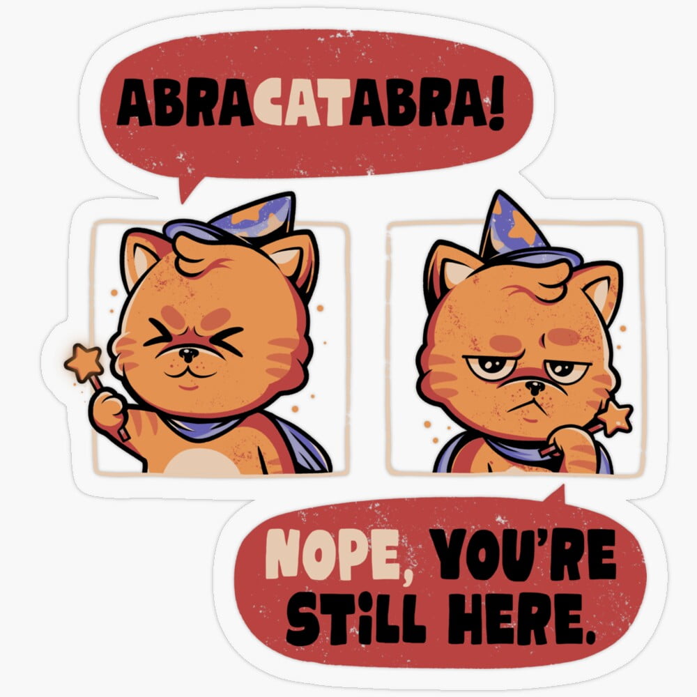 Abracatabra - Cute Magical Angry Cat Gift Transparent Sticker Phone ...