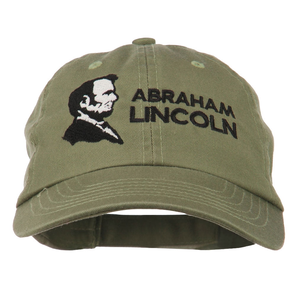 Abraham Lincoln Embroidered Washed Cap - Olive OSFM - Walmart.com