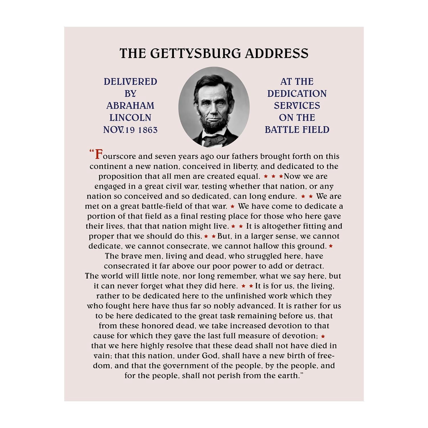 Abraham Lincoln The Gettysburg Address Wall Art Print - US Historical ...