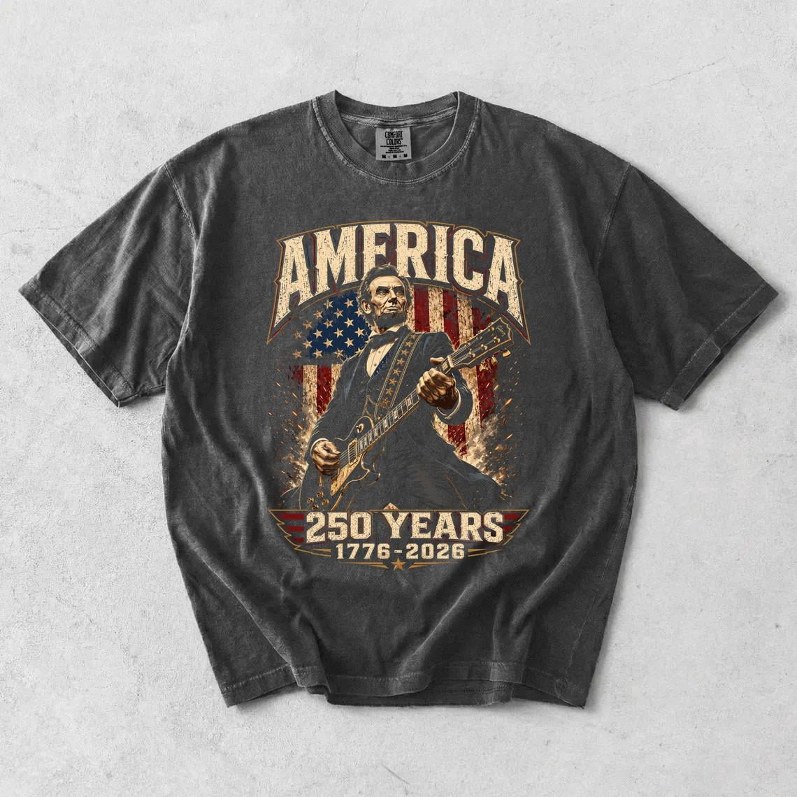 Abraham Lincoln Guitar Shirt America 250th Patriotic Music Tee (1776 ...