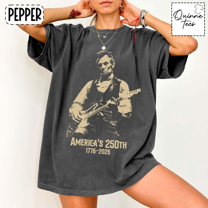 Abraham Lincoln Guitar Shirt - America's 250th Anniversary T-Shirt ...