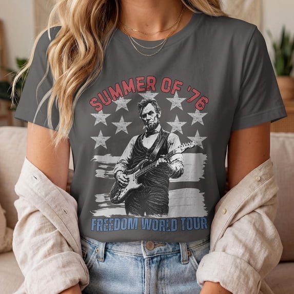 Abraham Lincoln Guitar Summer of 76 Shirt, Vintage USA American Flag ...