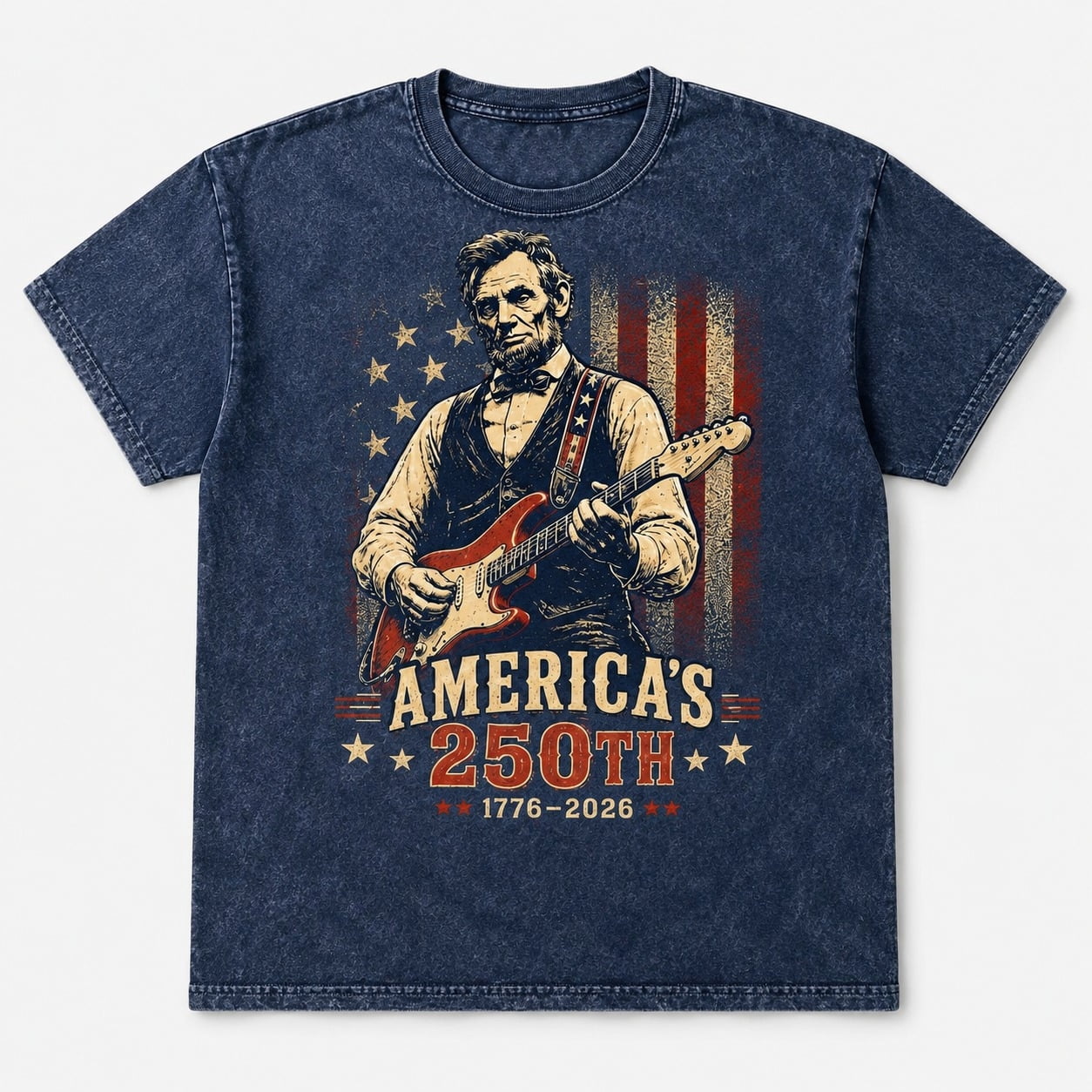 Abraham Lincoln Guitar T-Shirt – America 250th Patriotic Tee 1776-2026 ...