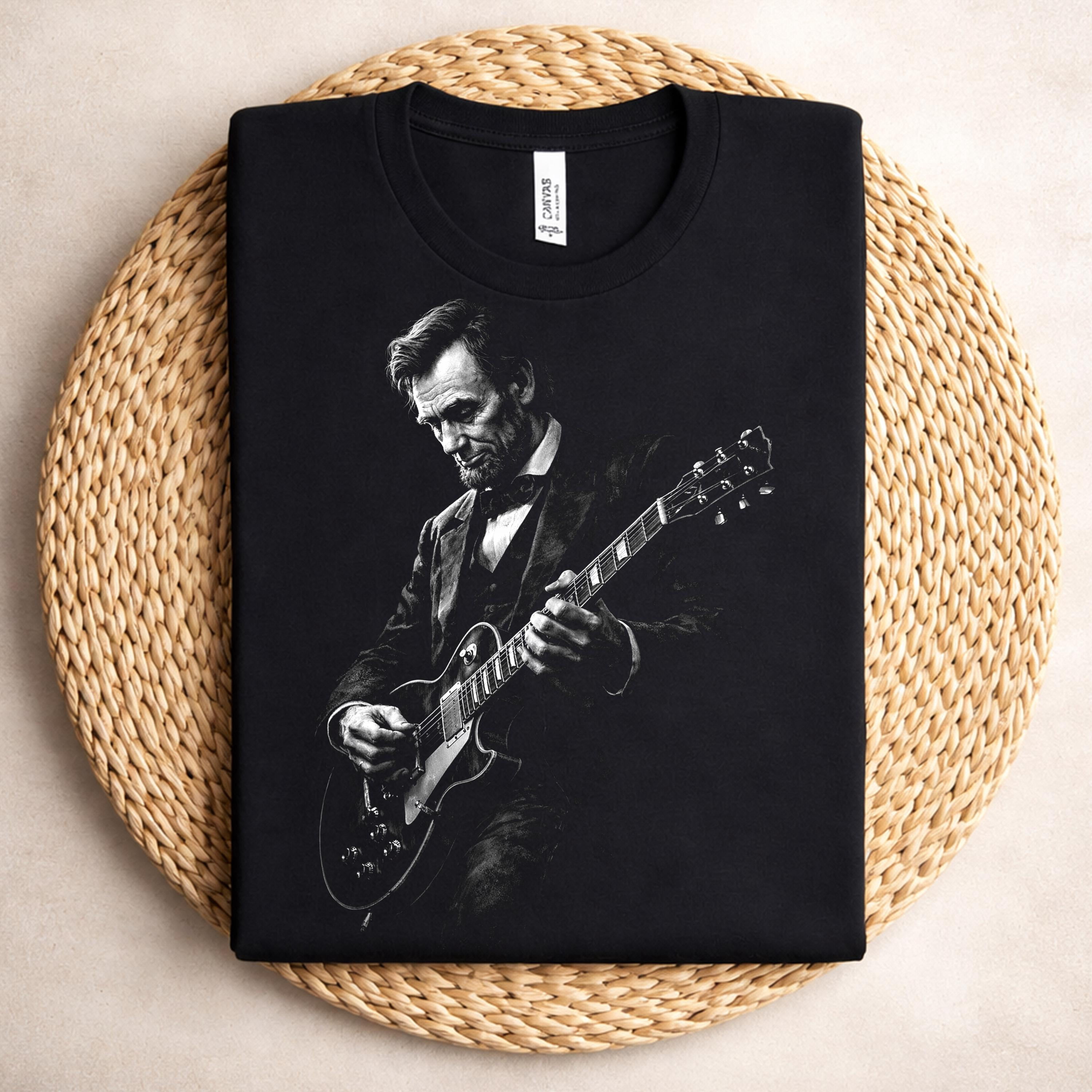 Abraham Lincoln Playing Guitar T Shirt Abraham Lincoln Rock Tee Retro ...