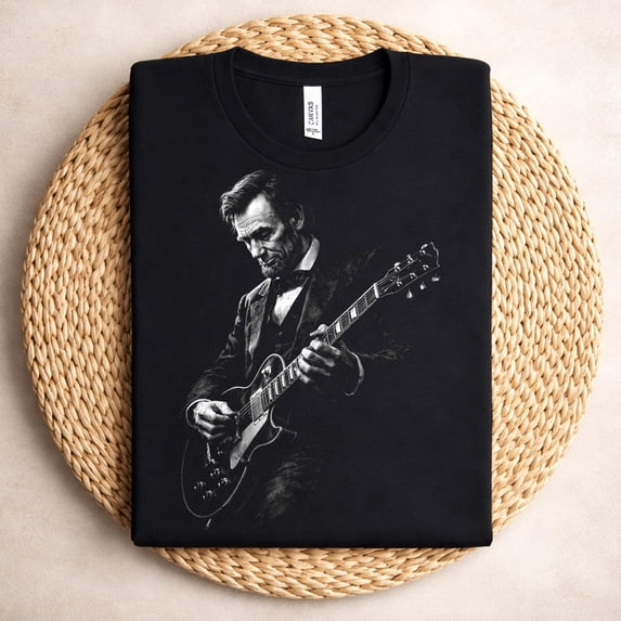 Abraham Lincoln Playing Guitar T Shirt Abraham Lincoln Rock Tee Retro ...