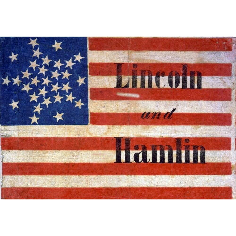 Abraham Lincoln Presidential Campaign Banner Of An American Flag ...