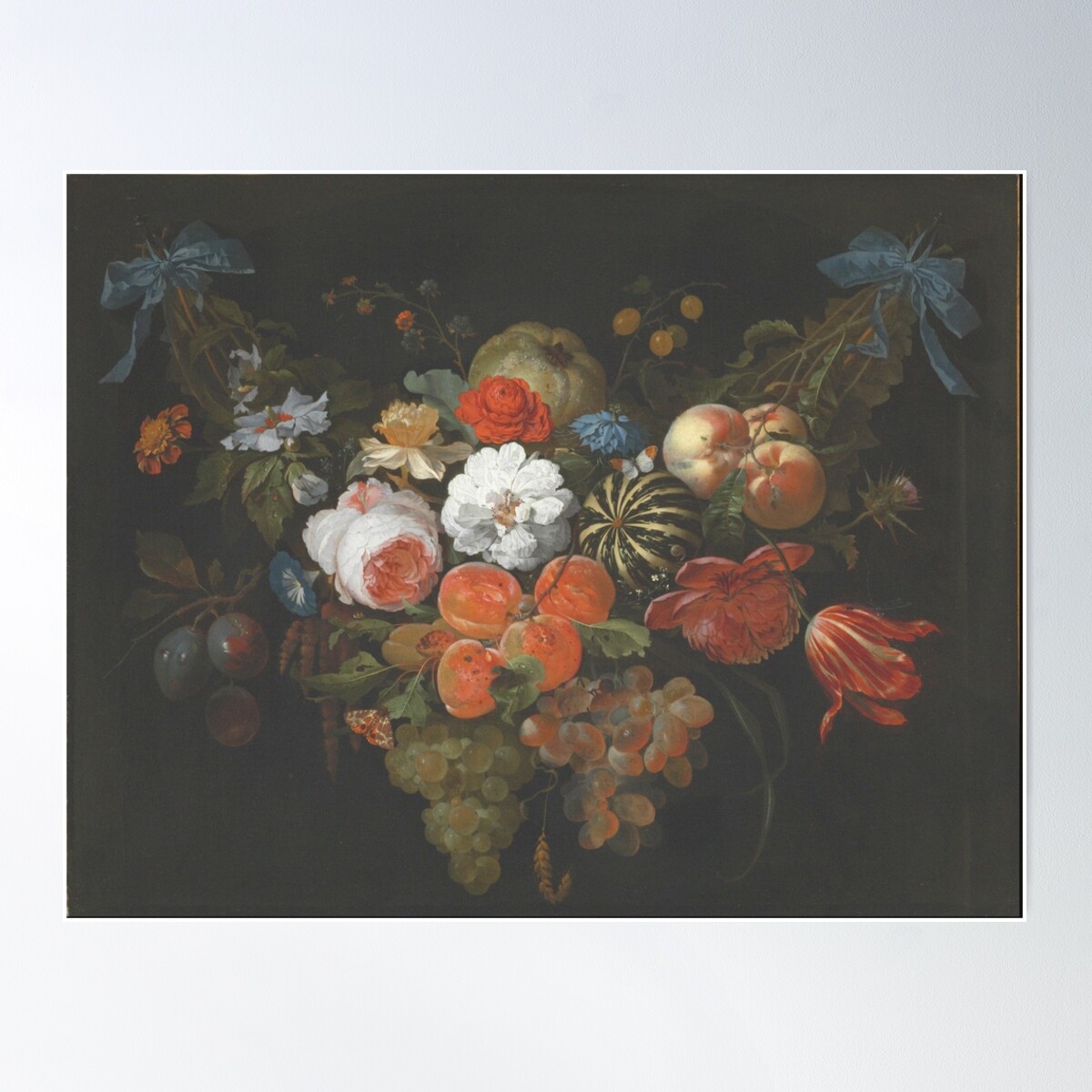 Abraham Mignon - Garland Of Fruit And Flowers Late 1660 Poster Wall Art ...
