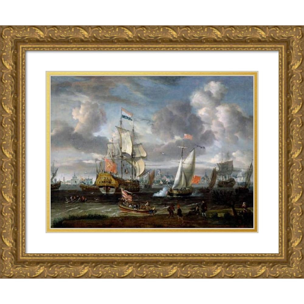 Abraham Storck 14x12 Gold Ornate Wood Frame and Double Matted Museum ...