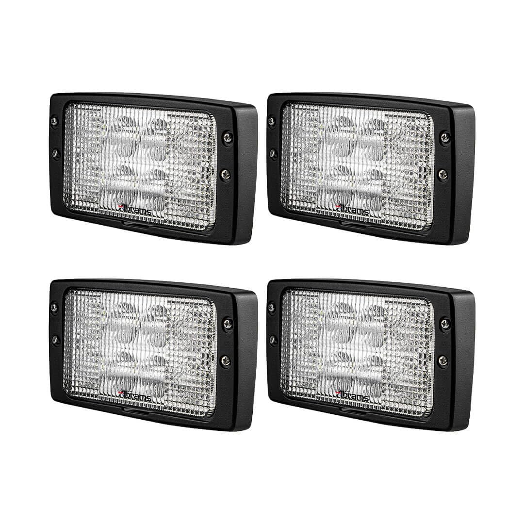 Abrams 4" x 6" Tractor Upper Cab LED Lights [Rectangular 40W] 8 x 5W ...