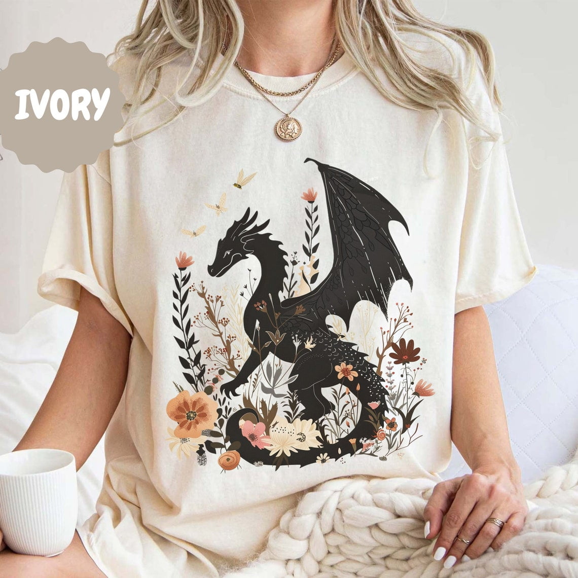 Abraxos Flower Comfort Colors T-Shirt, Fantasy Dragon Bookish Boho ...