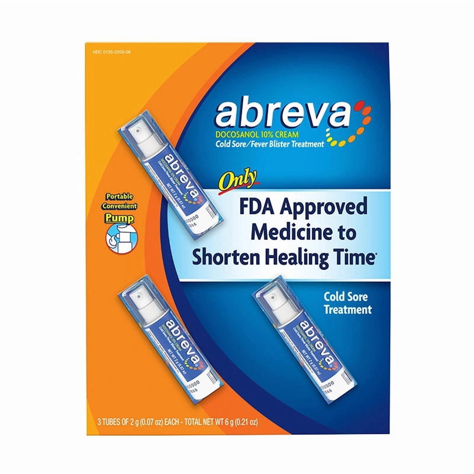 Abreva Docosanol 10% Cream Cold Sore Treatment Fever Blister and Cold ...