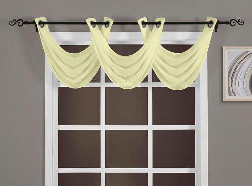 Abri Grommet Crushed Sheer Waterfall Valance (Single) - 24 x 24" - Gold ...