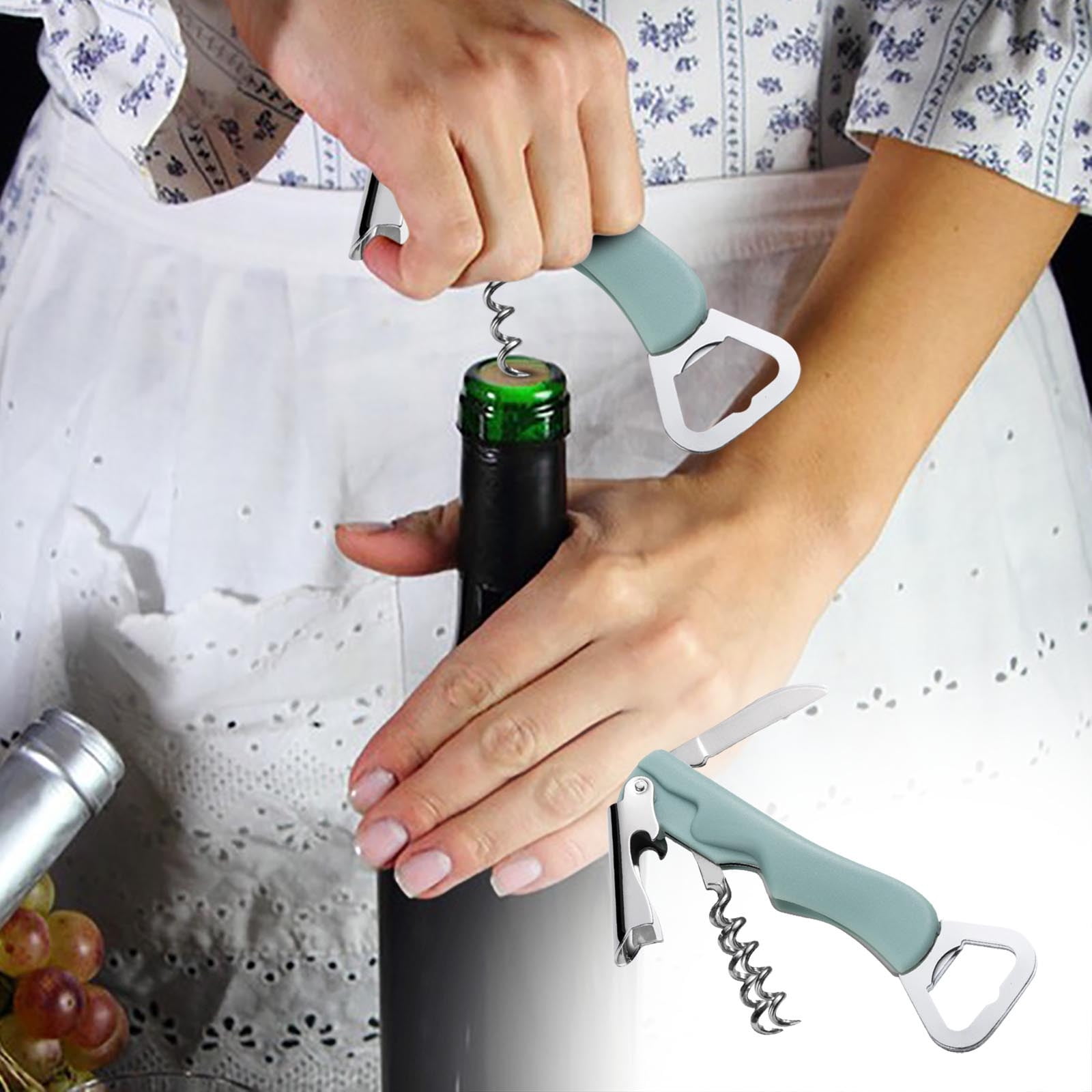 Abridor de vino y cerveza multifuncional 3 en 1, sacacorchos portátil ...