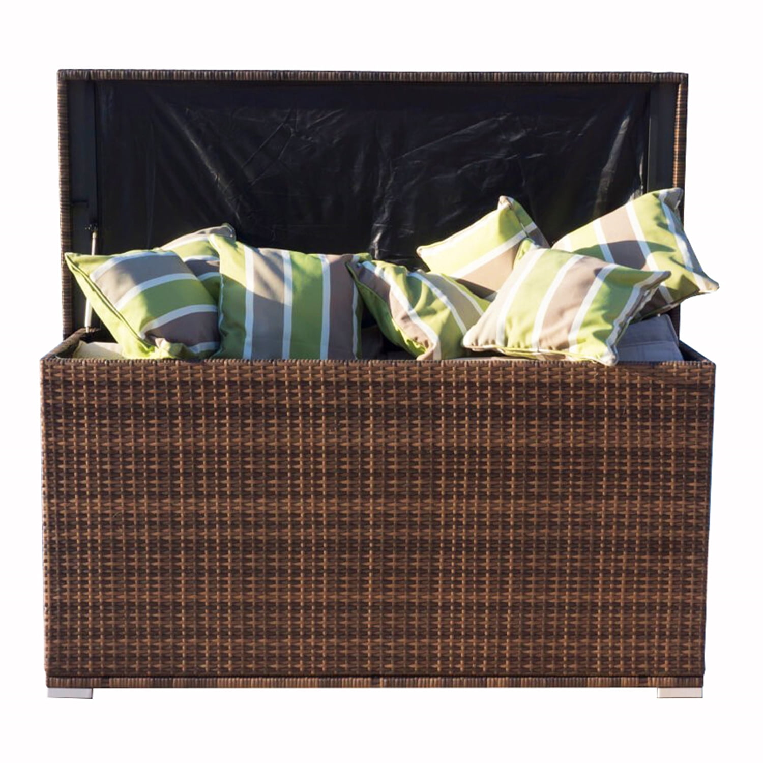 Abrihome Brown Outdoor Aluminum Frame Storage Deck Box (Capacity Is 296 ...