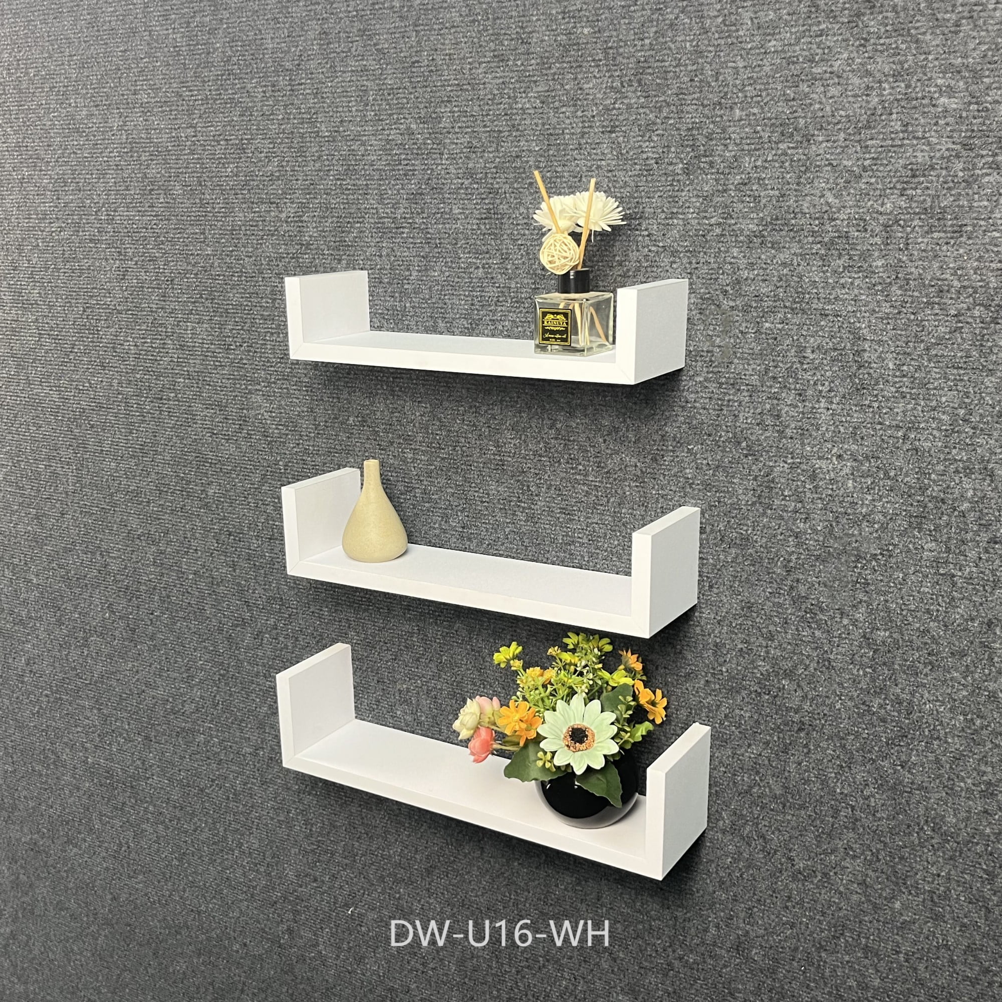 Abrihome White Floating Wall Shelves 3-Tier, Home & Office Decor ...