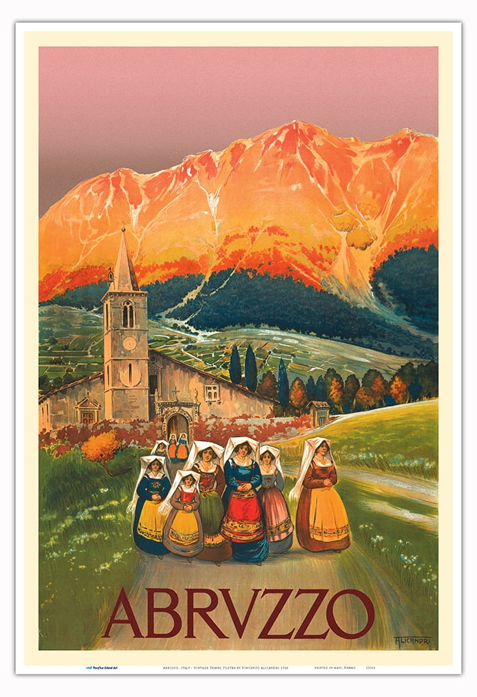 Abruzzo, Italy - Vintage Travel Poster by Vincenzo Alicandri c.1926 ...