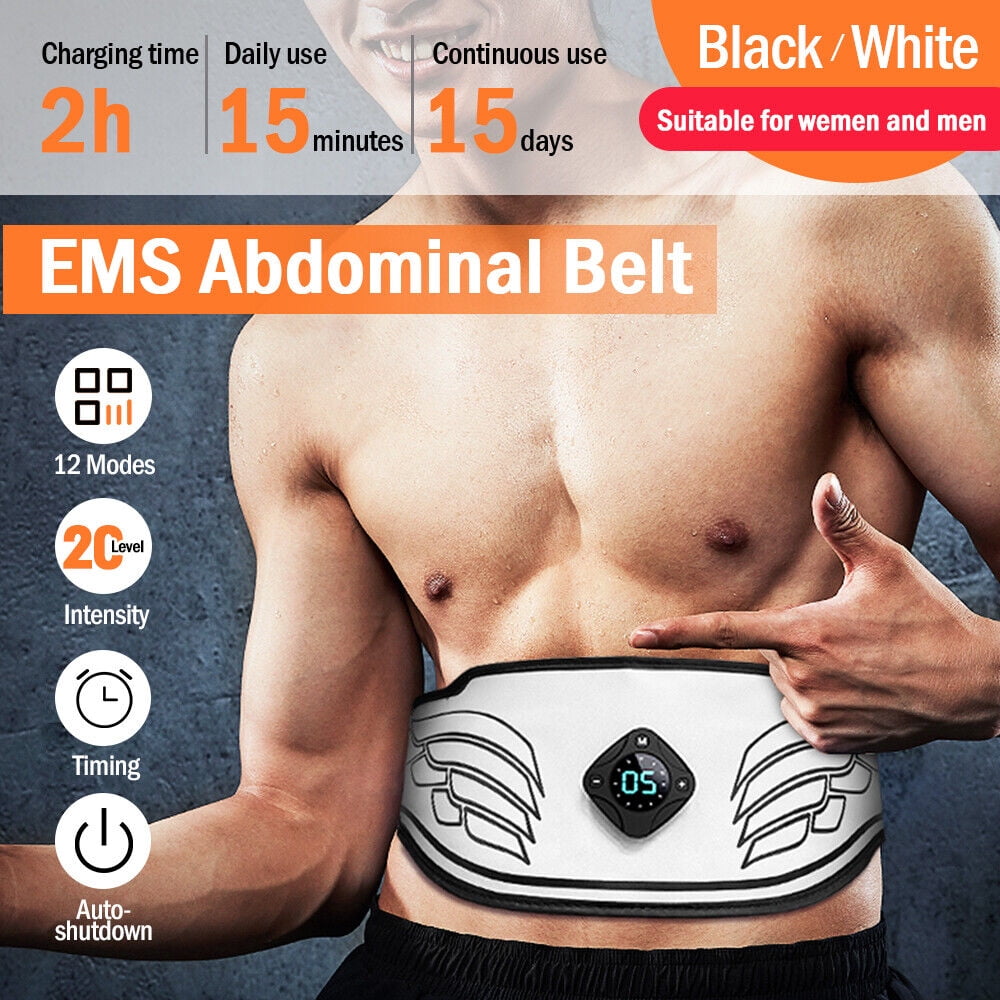 EMS Abdominal Toning Belt, Silicone Electric Stimulator Pads, Portable ...