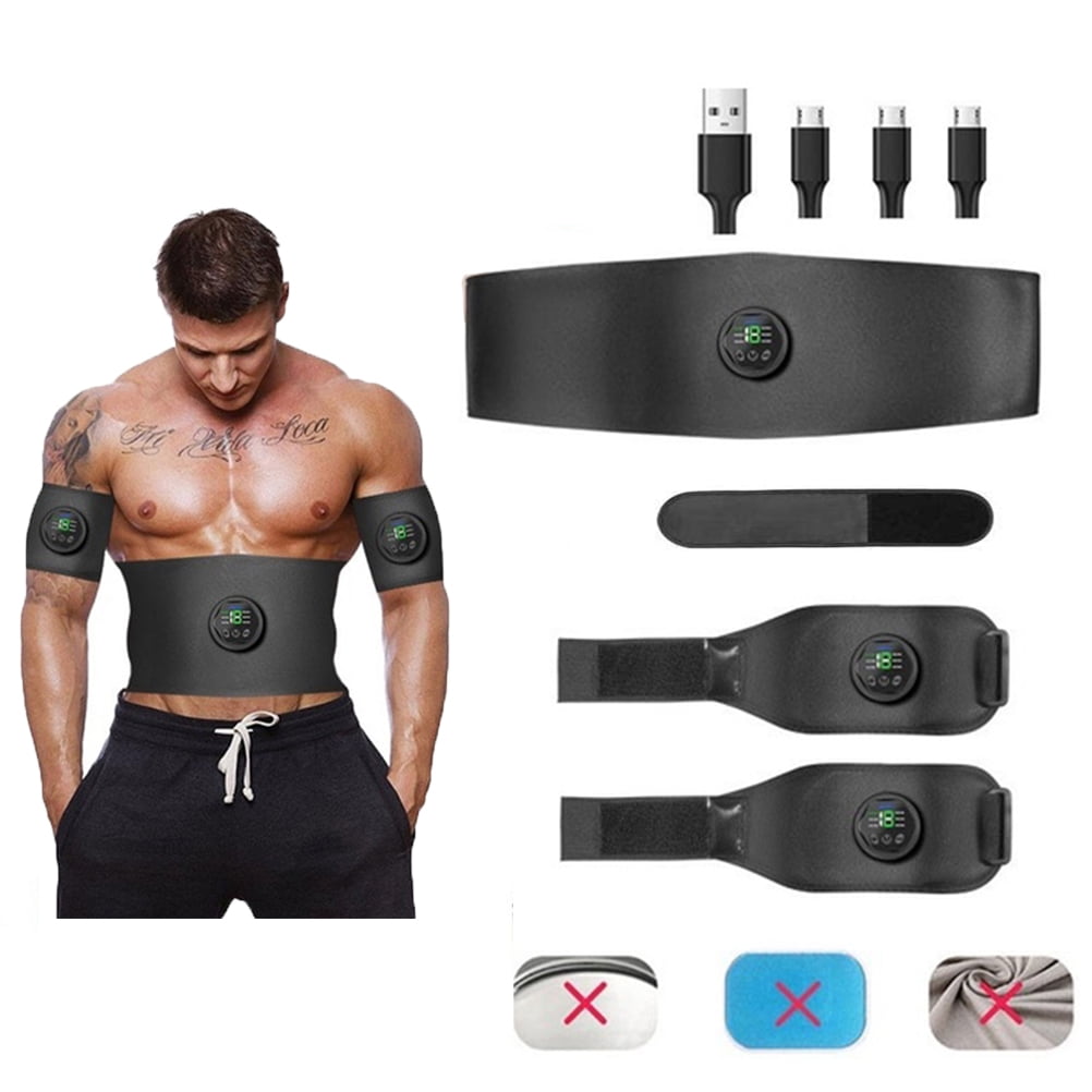 Abs Trainer Muscle Stimulator USB Rechargeable 6 Modes EMS Muscle ...
