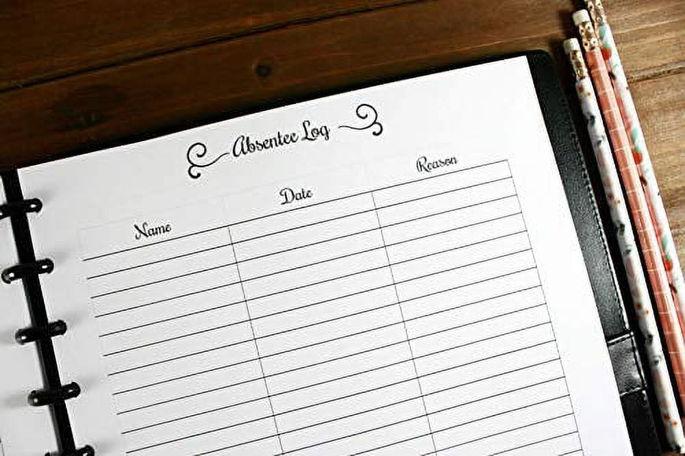 Absentee Log for 11 Disc Planners - Walmart.com