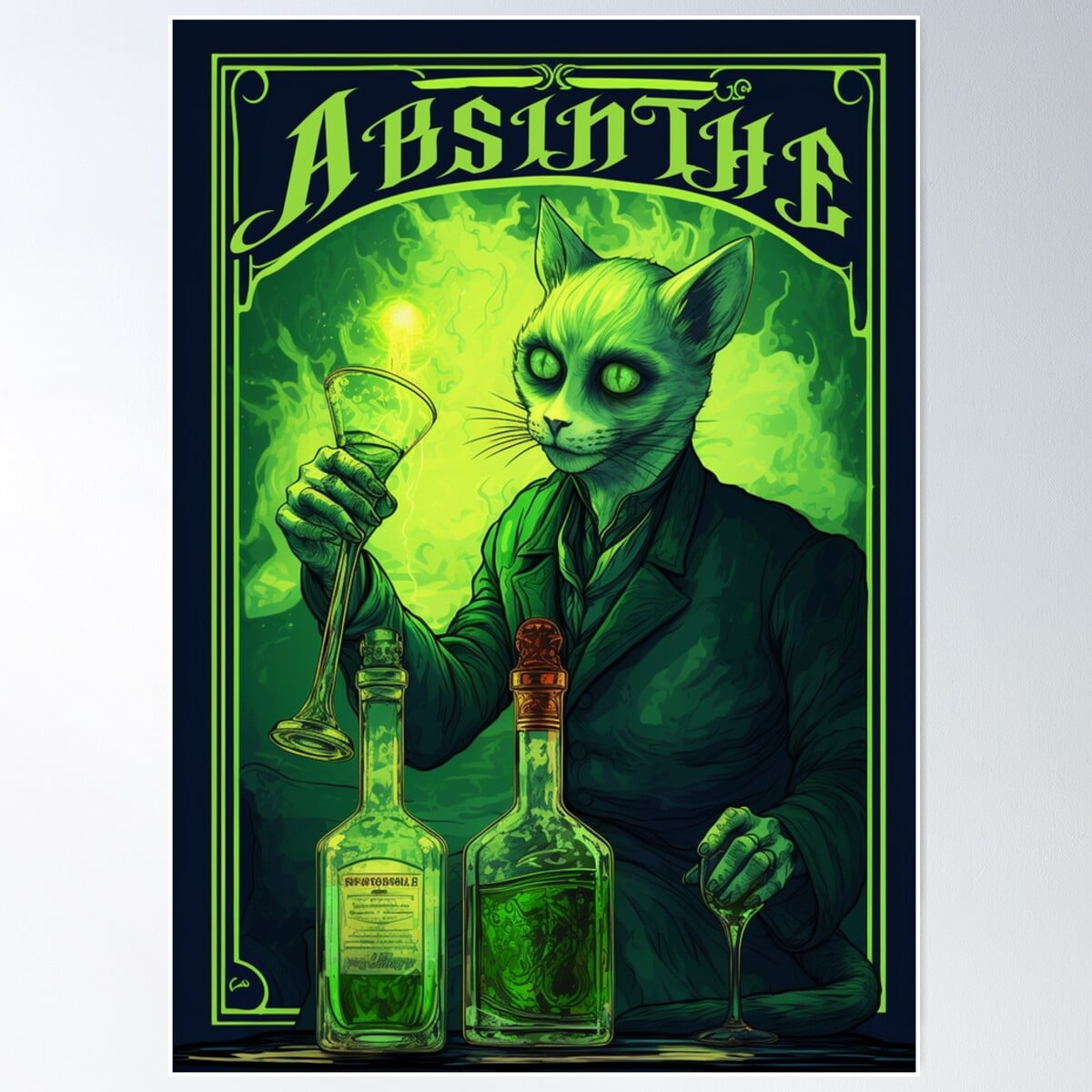 Absinthe - Cat - Poster Poster Wall Art, Modern Wall Decor For Living ...
