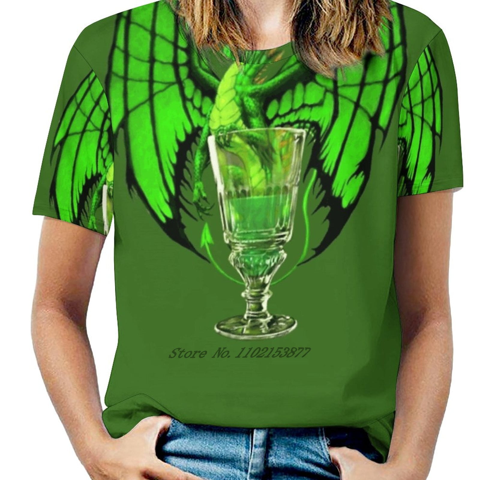 Absinthe Dragon Women Print T-Shirt Summer Casual Tops Streetwear T ...