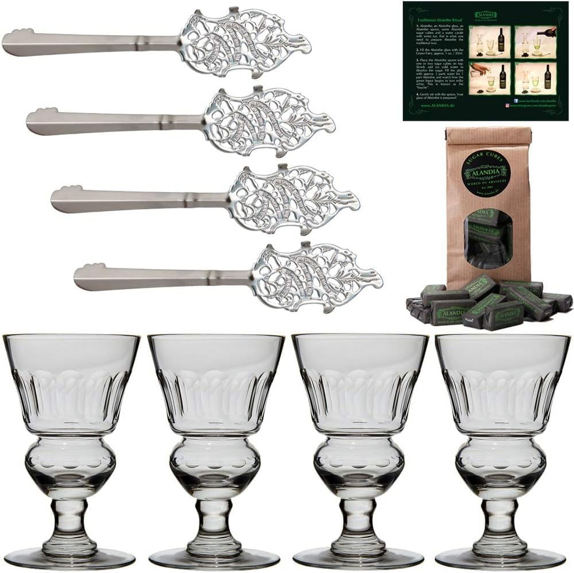 Absinthe Spoons Glasses Set by ALANDIA | 4X Reservoir Glasses | 4X ...