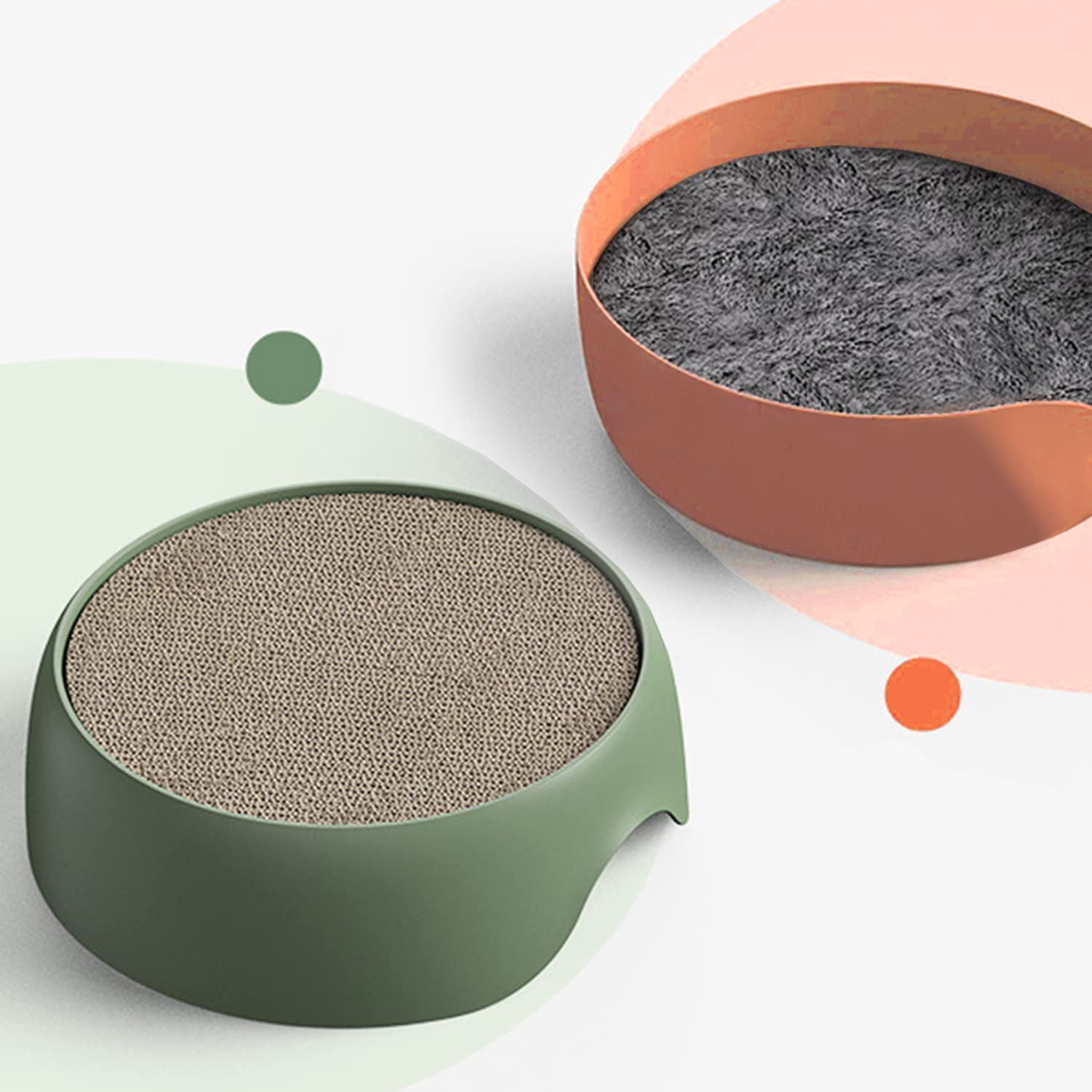 Absob 2-in-1 Cat Scratcher Cardboard Cat Scratching Pad Round Cat ...