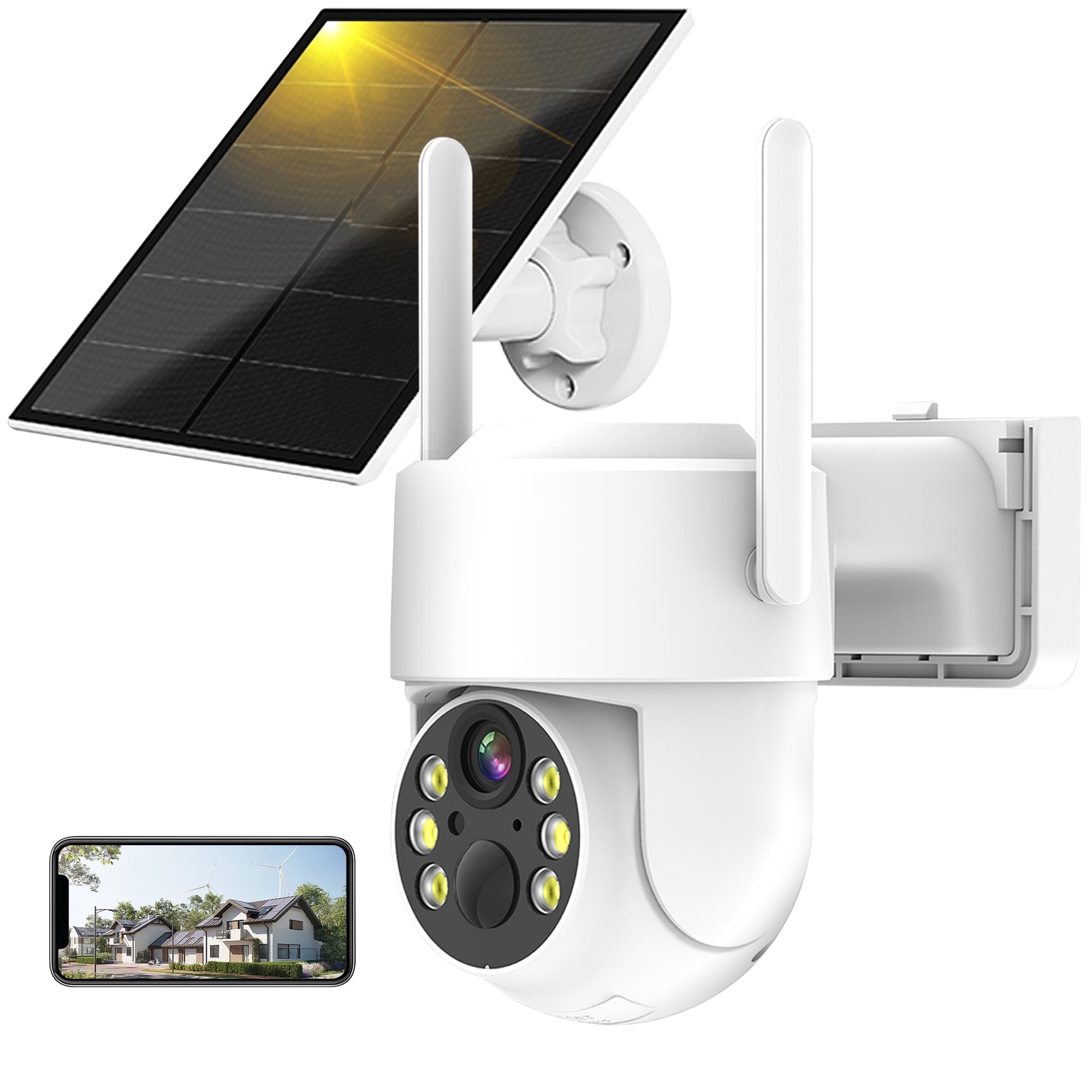 2K/4MP Outdoor Solar Security Camera, 360° View Wireless WiFi Camera ...