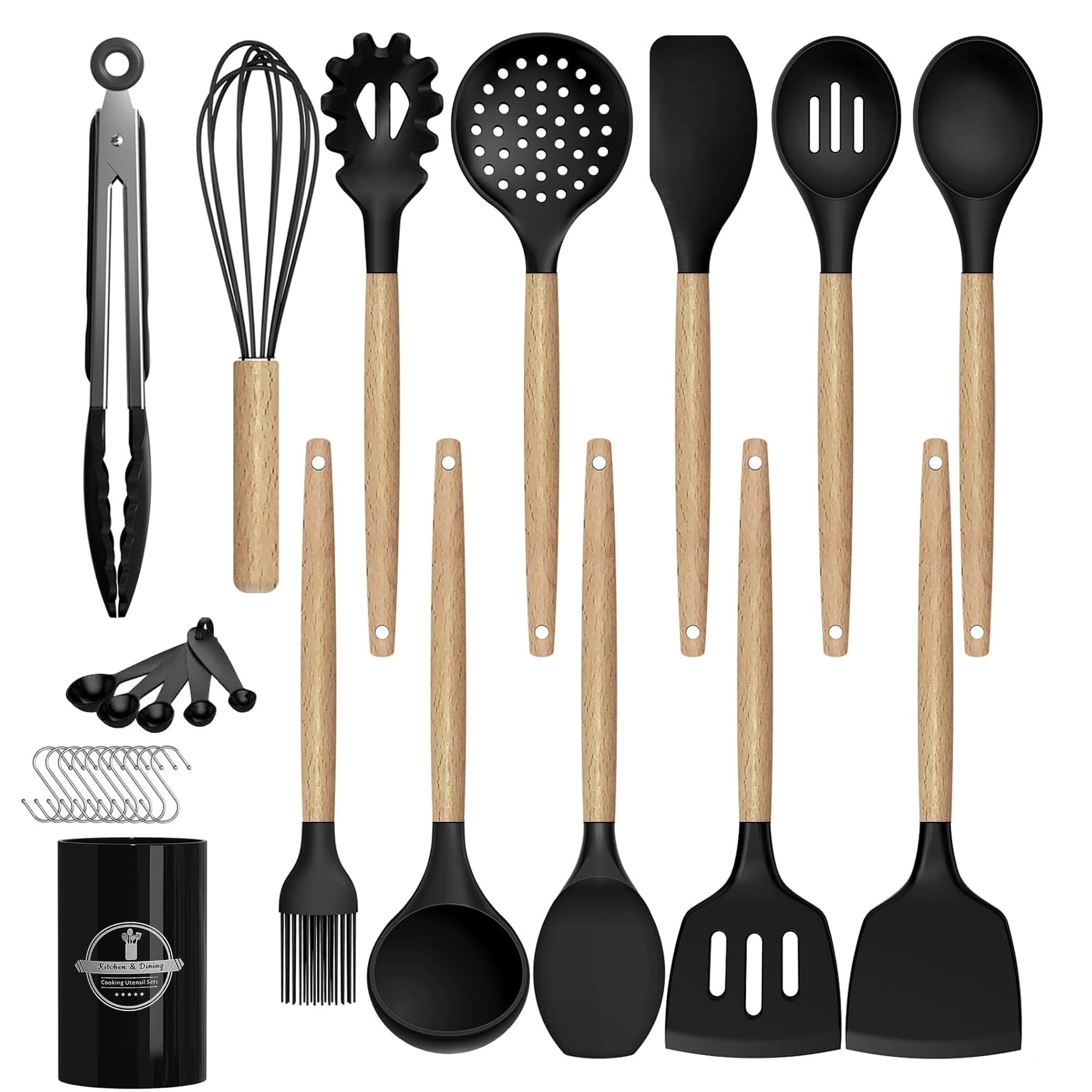Kitchen Utensils Set,28-Piece Nonstick Silicone Cooking Utensils Set ...