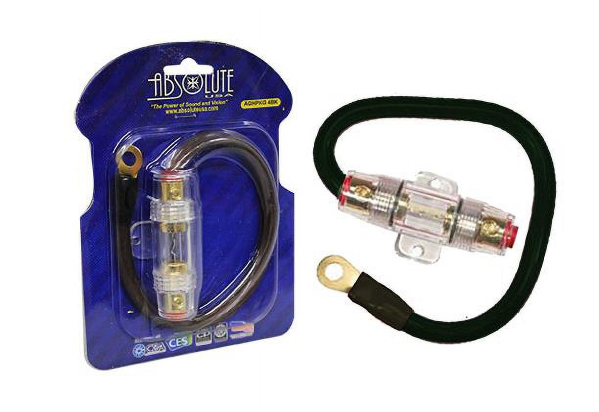 Absolute AGHPKG4BK 4 Gauge Black Power Cable and In-Line Fuse Kit with ...