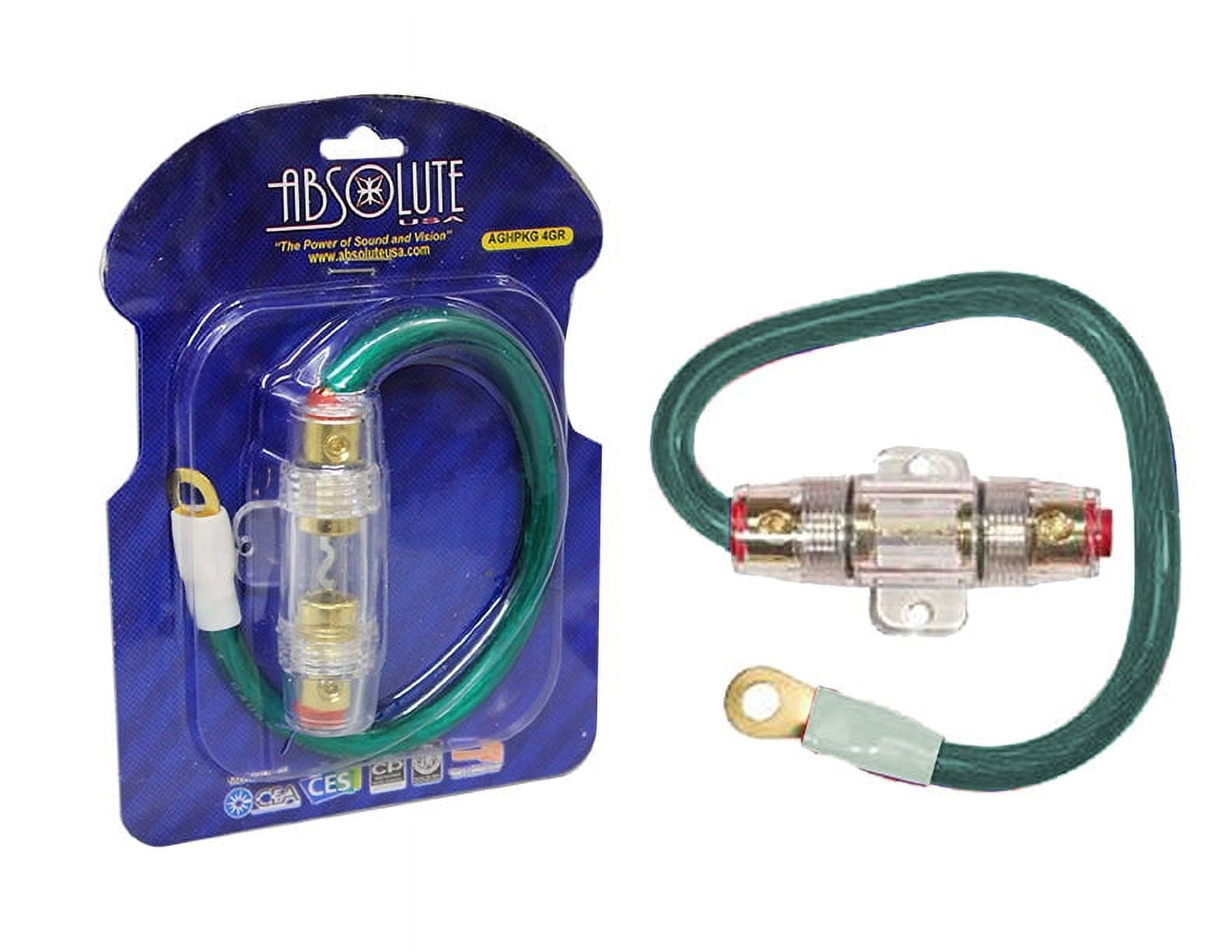 Absolute AGHPKG4GR 4 Gauge Green Power Cable and In-Line Fuse Kit with ...