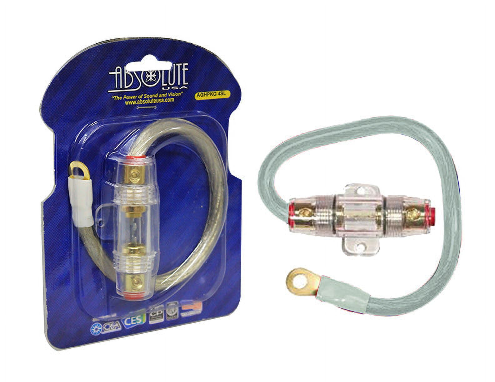 Absolute AGHPKG4SI 4 Gauge Silver Power Cable and In-Line Fuse Kit with ...