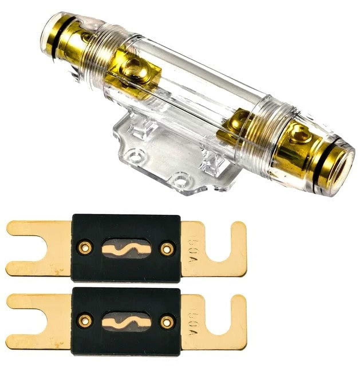 Absolute ANH-2 0/2/4 Gauge AWG in-Line ANL Fuse Holder & 2 Gold Plated ...
