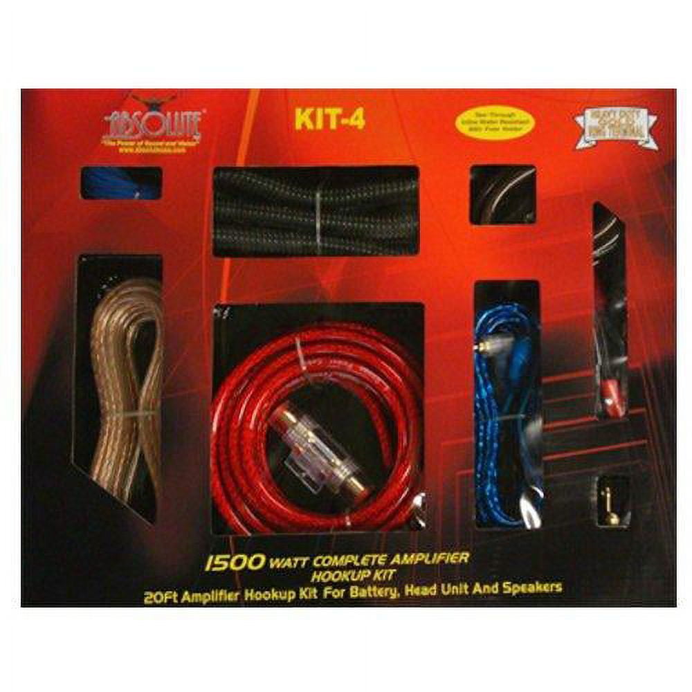 Absolute KIT4 PRO Car Marine 4 Gauge 2000 Watts Amplifier Amp Kit - Walmart.com